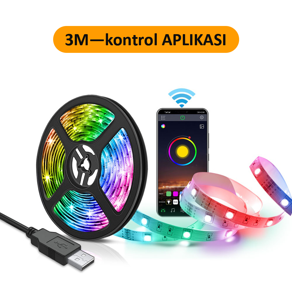 【Stock】RGB LED Strip Lampu LED Lampu Hias Strip USB 5050 Kamar Dekorasi ...