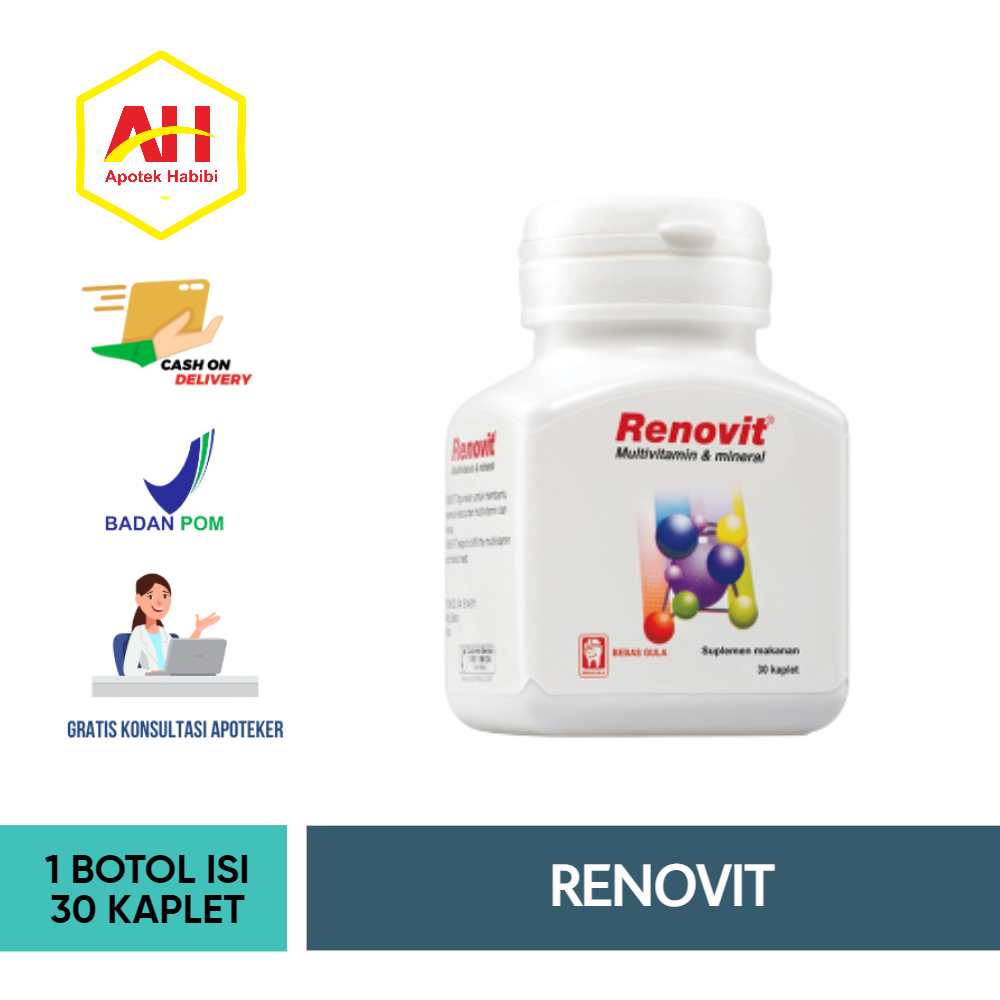 Renovit Botol isi 30 kaplet Renofit Renopit Multivitamin & Mineral ...