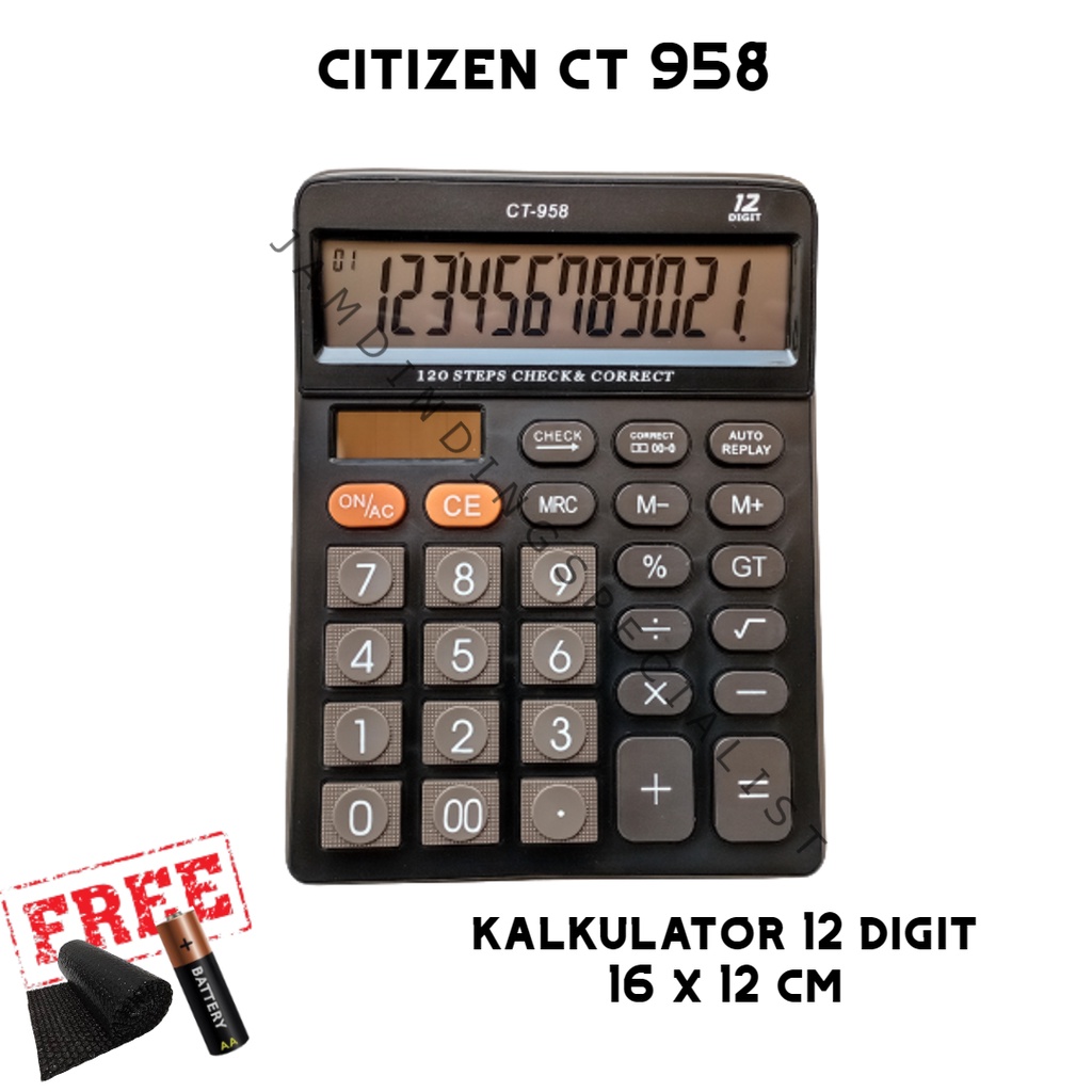 Kalkulator Mesin Hitung Besar Kantor Dagang Sekolah 12 Digit 16cm X ...