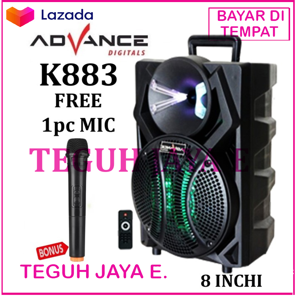 Speaker Bluetooth Portable Advance K883 Ukuran 8 inch+ 1 Mic Wireless | Lazada Indonesia