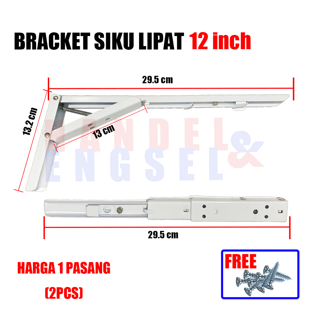 Siku Meja Lipat Dinding Per Engsel Ambalan Rak Melayang 8, 10, 12, & 14 ...