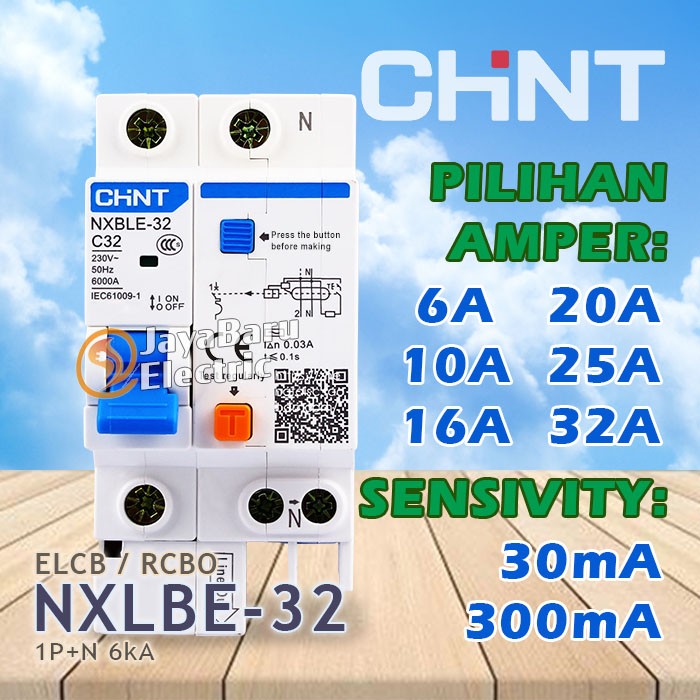 RCCB ELCB RCBO Chint NXBLE-32 NXBLE32 1P+N 6A 10A 16A 20A 25A 32A - 30mA, | Lazada Indonesia