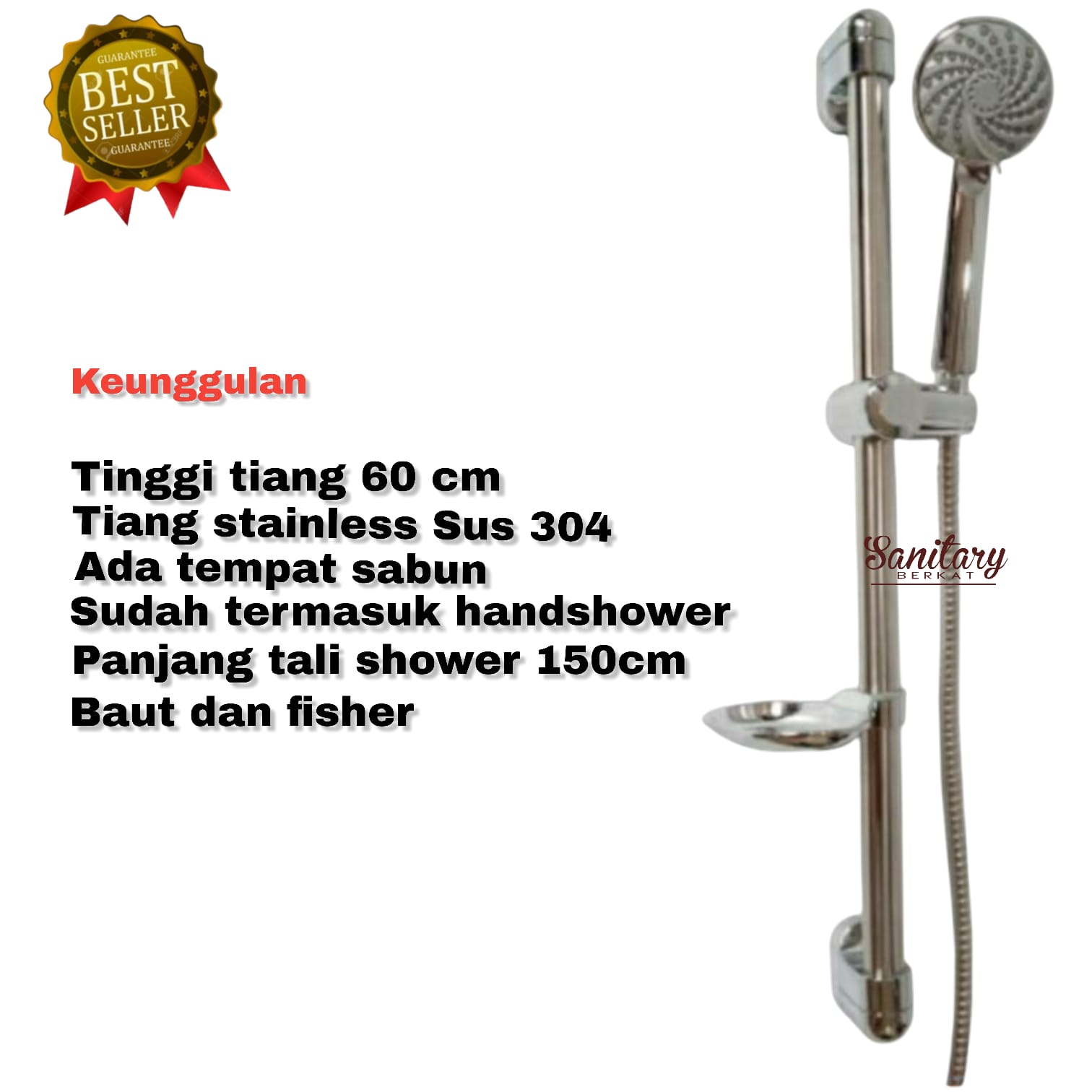 Shower 5 jenis semprotan air+ tiang shower kamar mandi STAINLESS STEEL ...