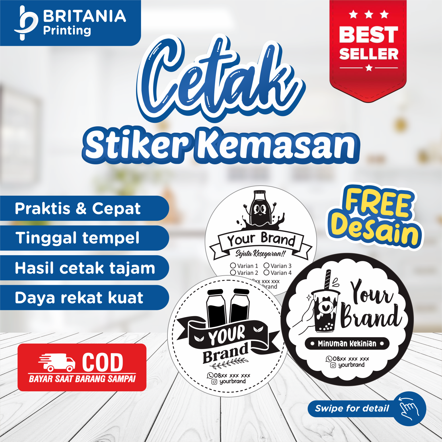 Cetak Stiker Label Kemasan Minuman / Stiker Label Makanan Minuman Tahan ...