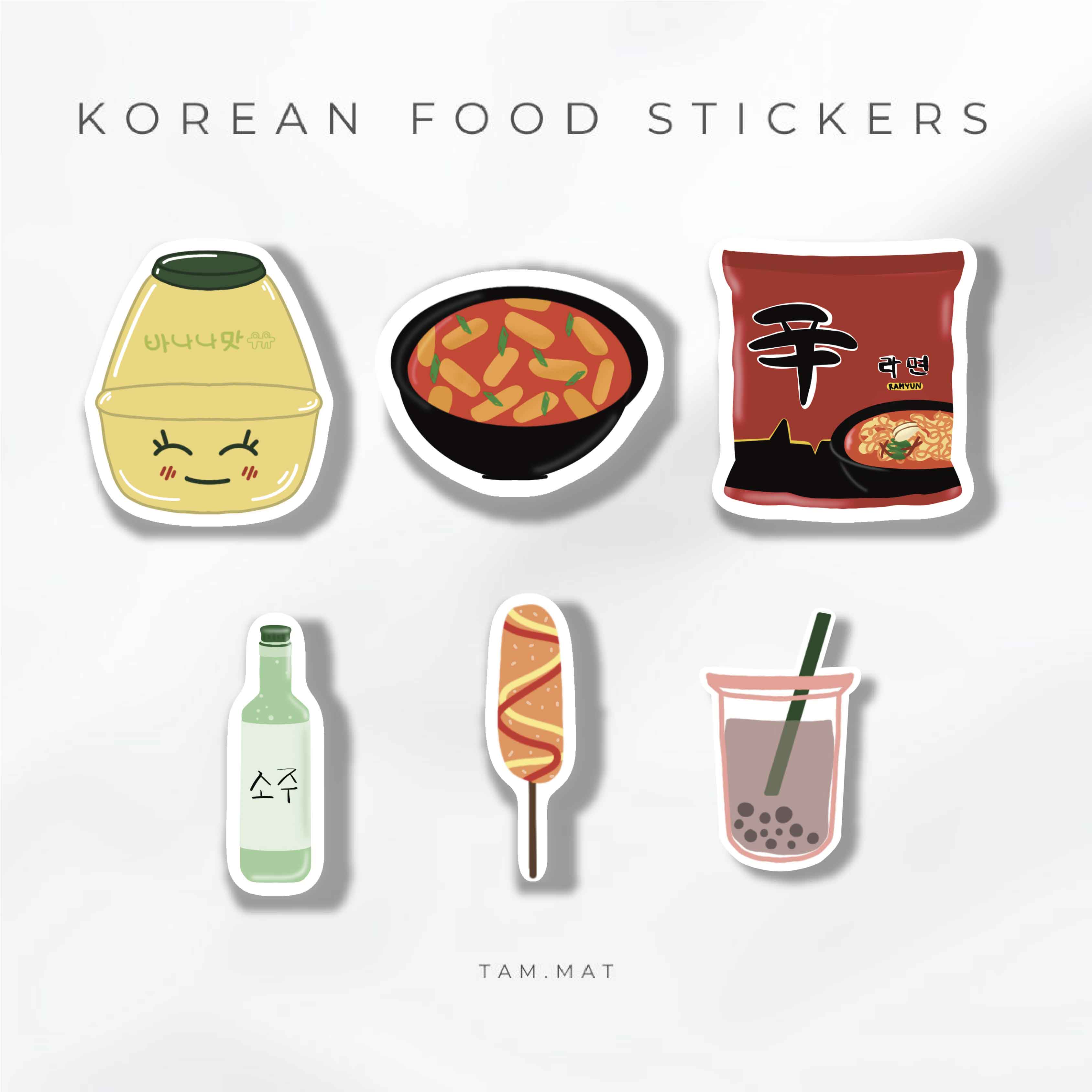 Korean food sticker, korean sticker, sticker lucu, sticker, korean ...
