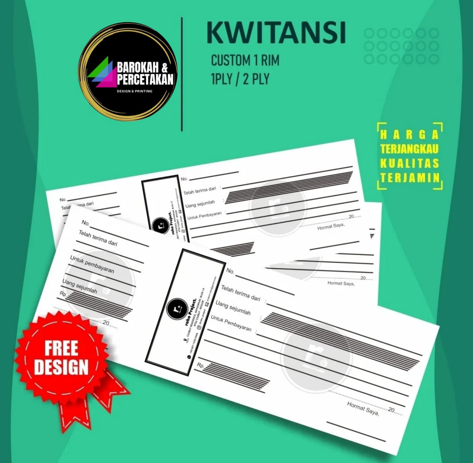 Cetak Kwitansi Custom 1 RIM UK 1/3 A4 1 PLY / 2PLY PORTRAIT | Lazada Indonesia