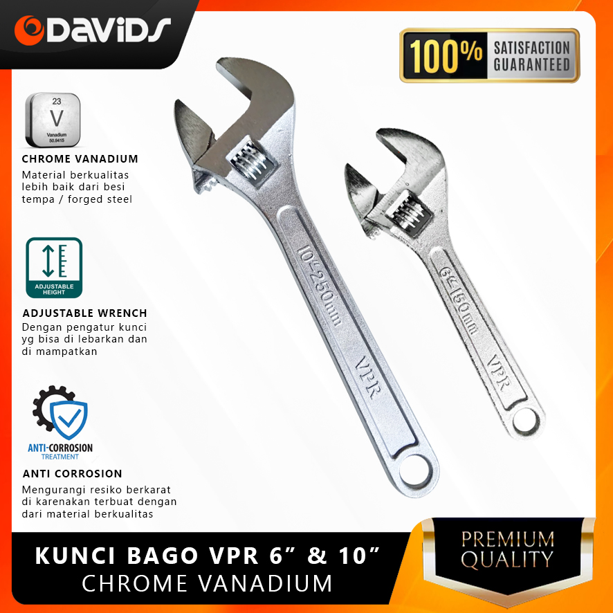 Kunci Inggris 10 Inch Konci Pipa Adjustable Wrench Vanadium Vpr ...