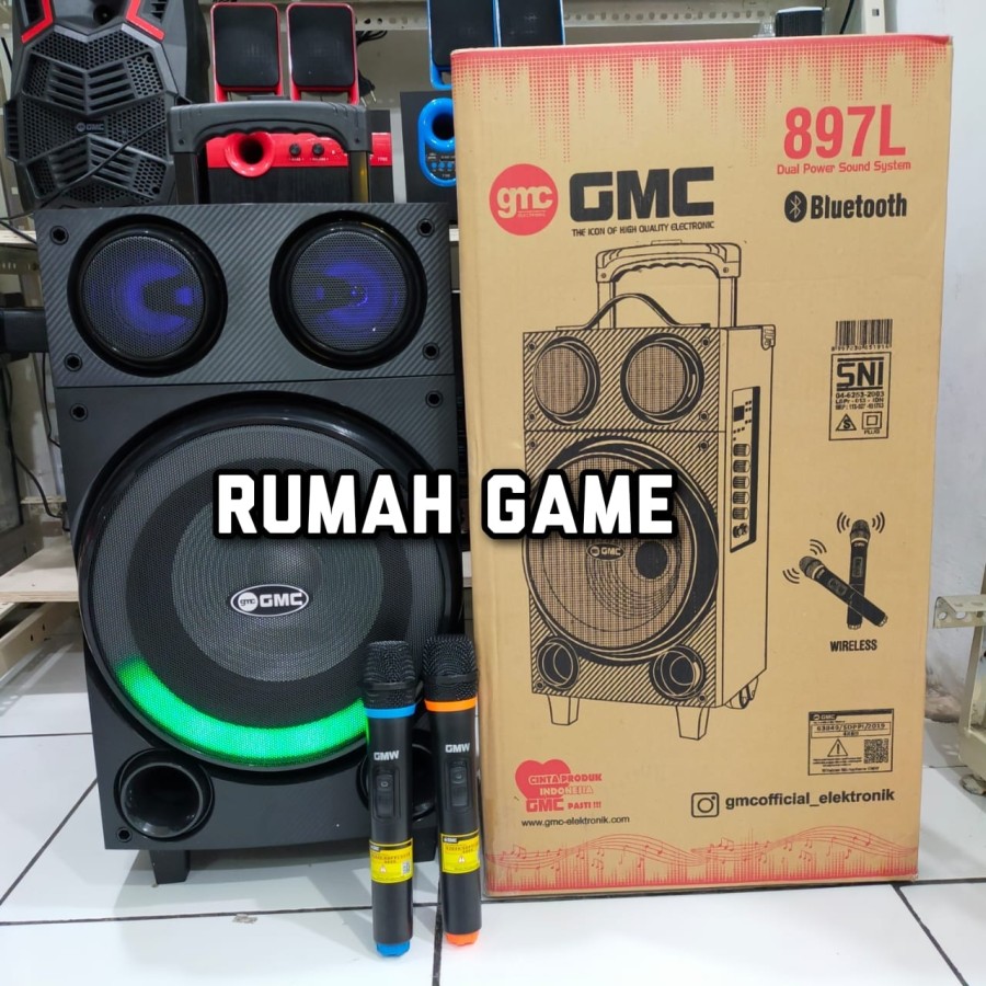 SPEAKER PORTABLE GMC 897L BLUETOOTH WITH 2 MIC WIRELESS - 10INCH ...