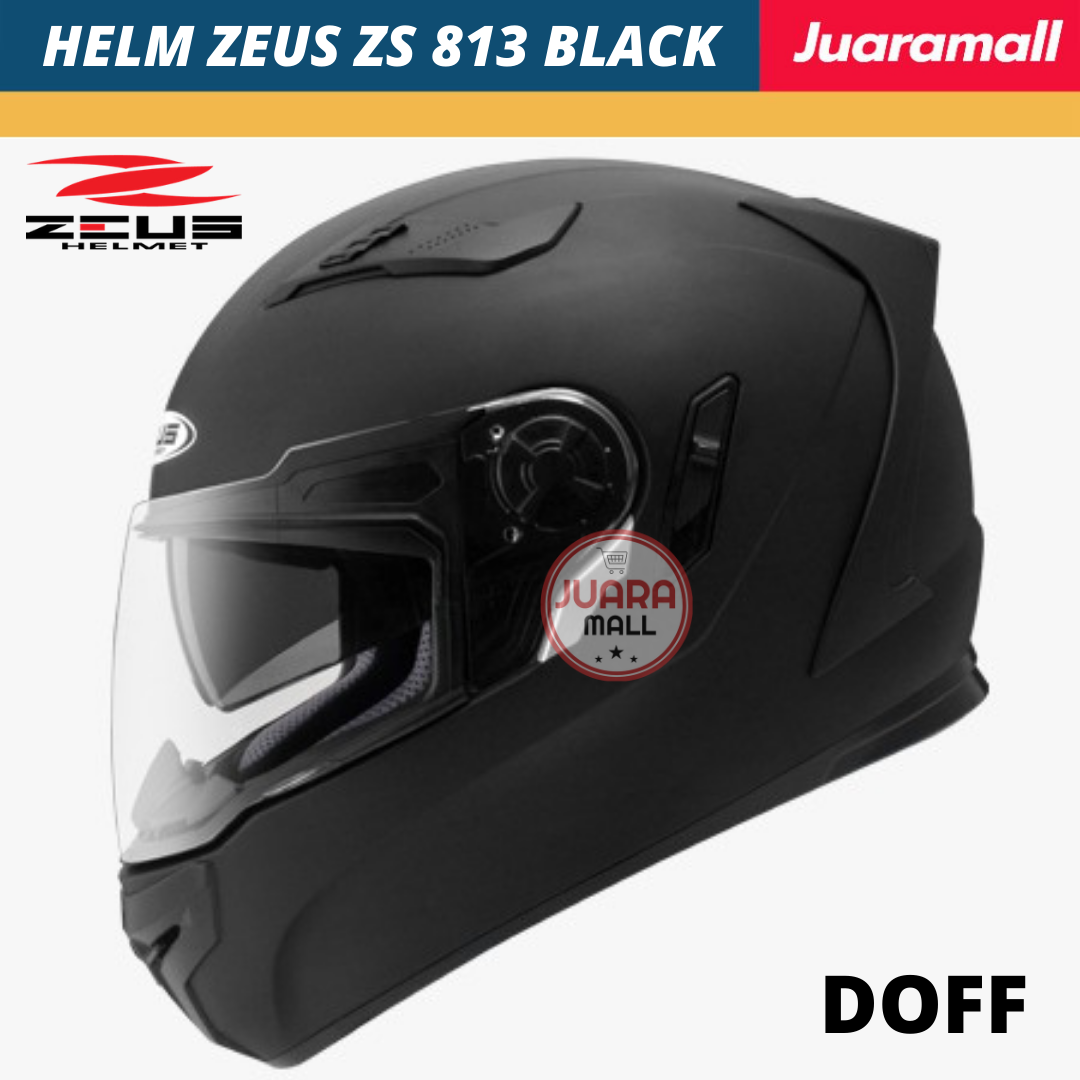 HELM ZEUS 813 BLACK DOFF POLOS FULL FACE PAKET GANTENG ZEUS ZS 813 DOFF ...