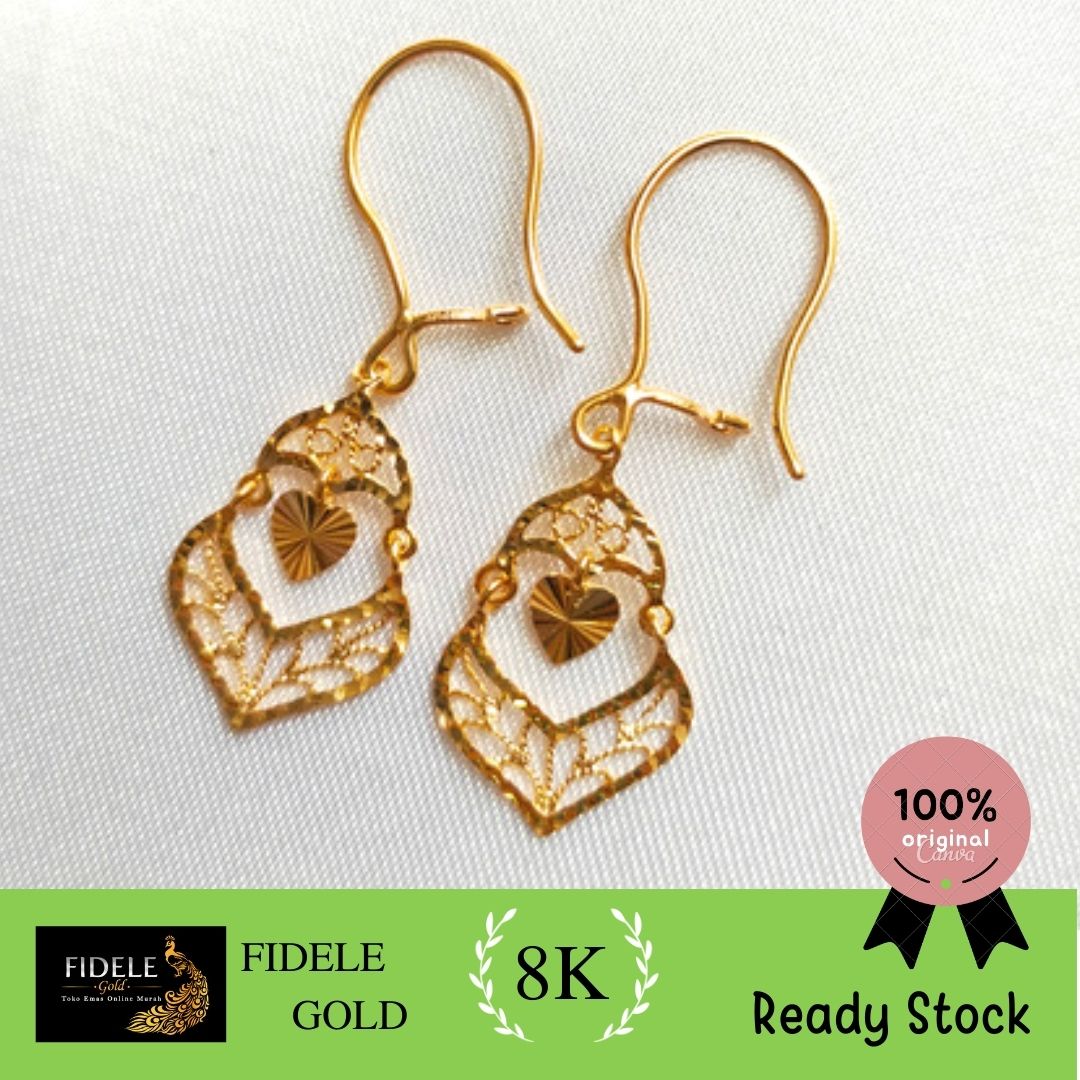 Anting Love wayang emas UBS 375 emas muda | Lazada Indonesia