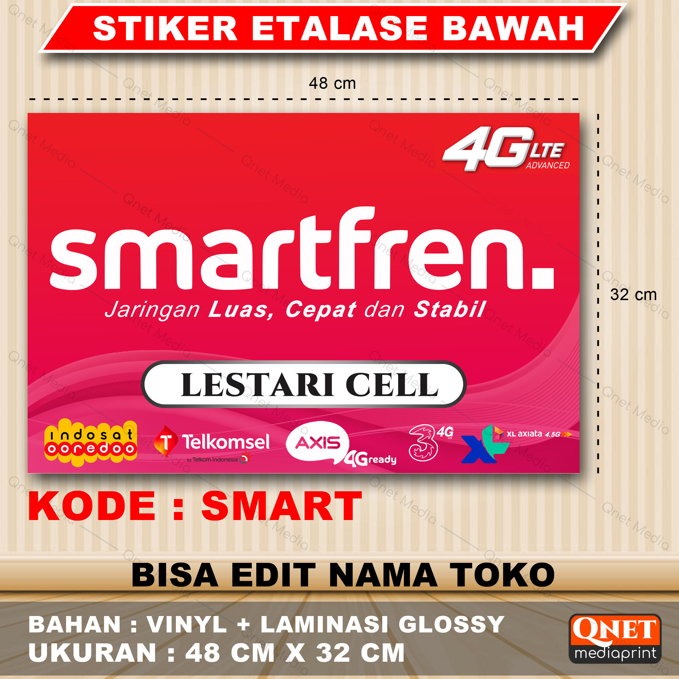 STIKER KONTER ETALASE BAWAH COSTUM NAMA KONTER + LAMINASI GLOSSY ...