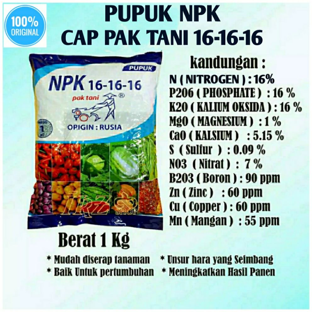 Pupuk NPK cap PAK TANI 16-16-16 kemasan 1 kg | Lazada Indonesia
