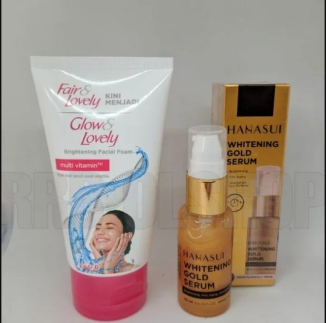 Paket Glowing 2in1 Fair & Lovely Plus Serum Hanasui Gold Whitening ...