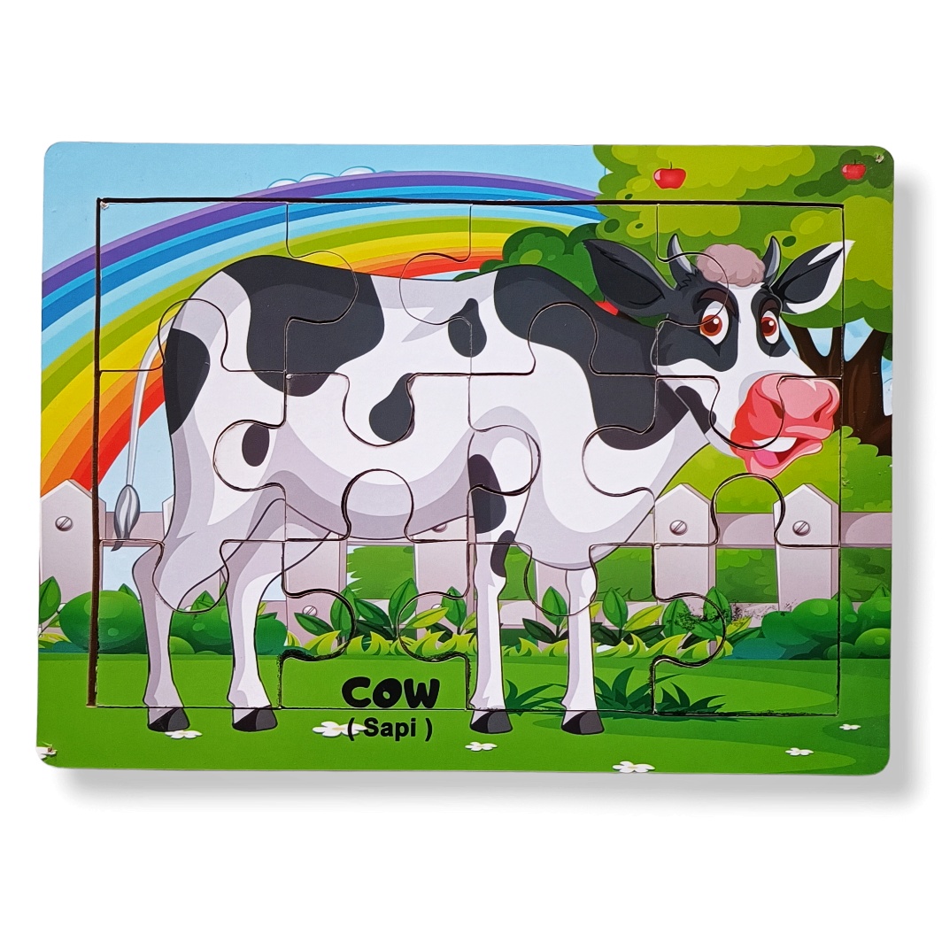 Mainan Kayu Pintar Puzzle Kayu Jigsaw Gambar Sapi Bisa COD | Lazada ...