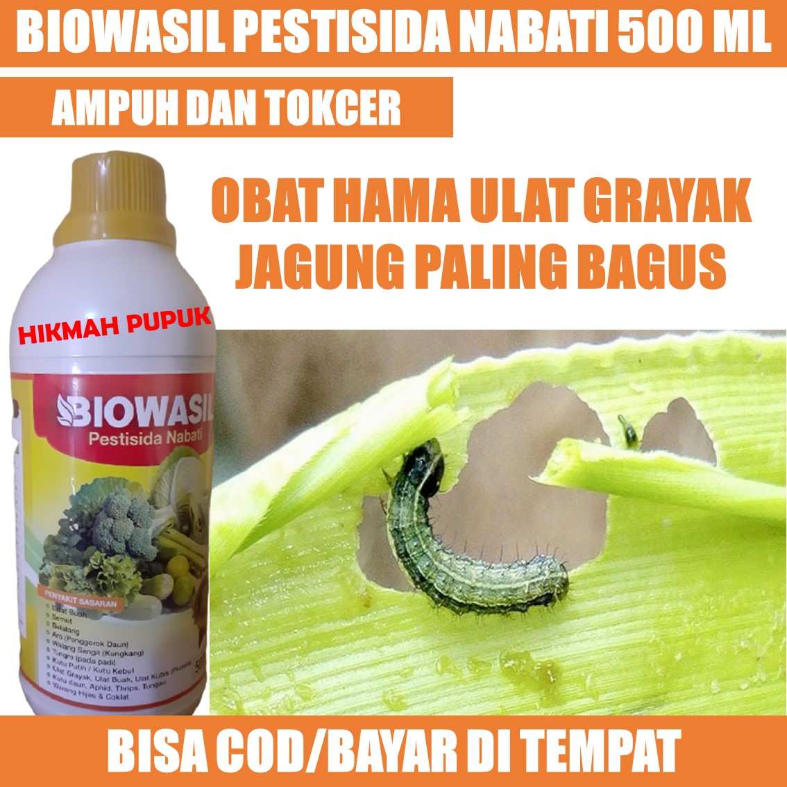 {TERLARIS} BIOWASIL 500 ML OBAT PEMBASMI HAMA ULAT GRAYAK JAGUNG, TIMUN ...