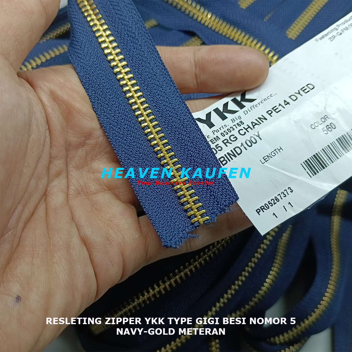 Resleting Zipper Longchain YKK Type Gigi Besi Nomor 5 Warna Biru Dongker Navy - Gold Emas Harga ...