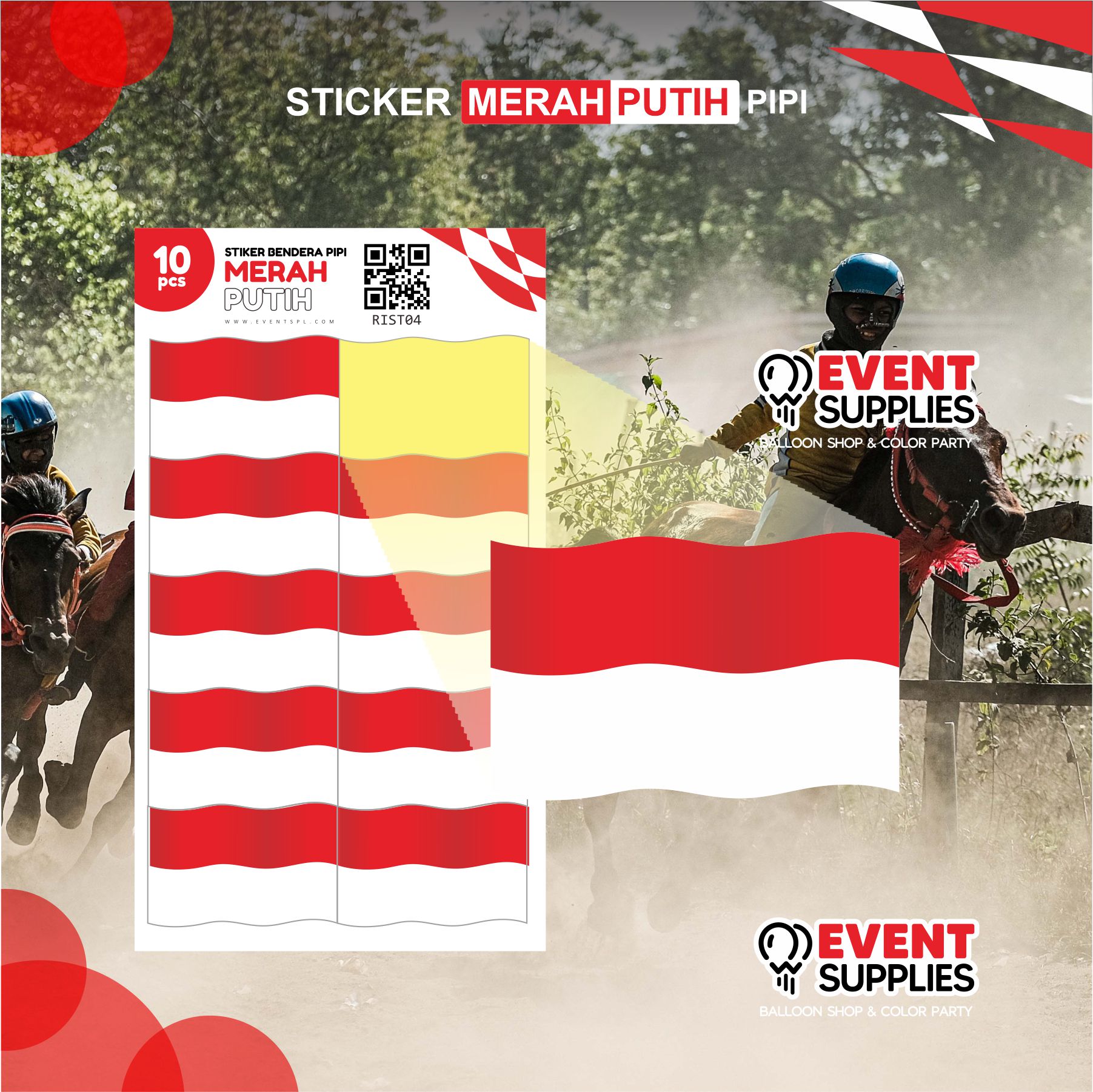 [10Pcs] Sticker Pipi HUT RI Bendera Merah Putih / Stiker Kemerdekaan ...