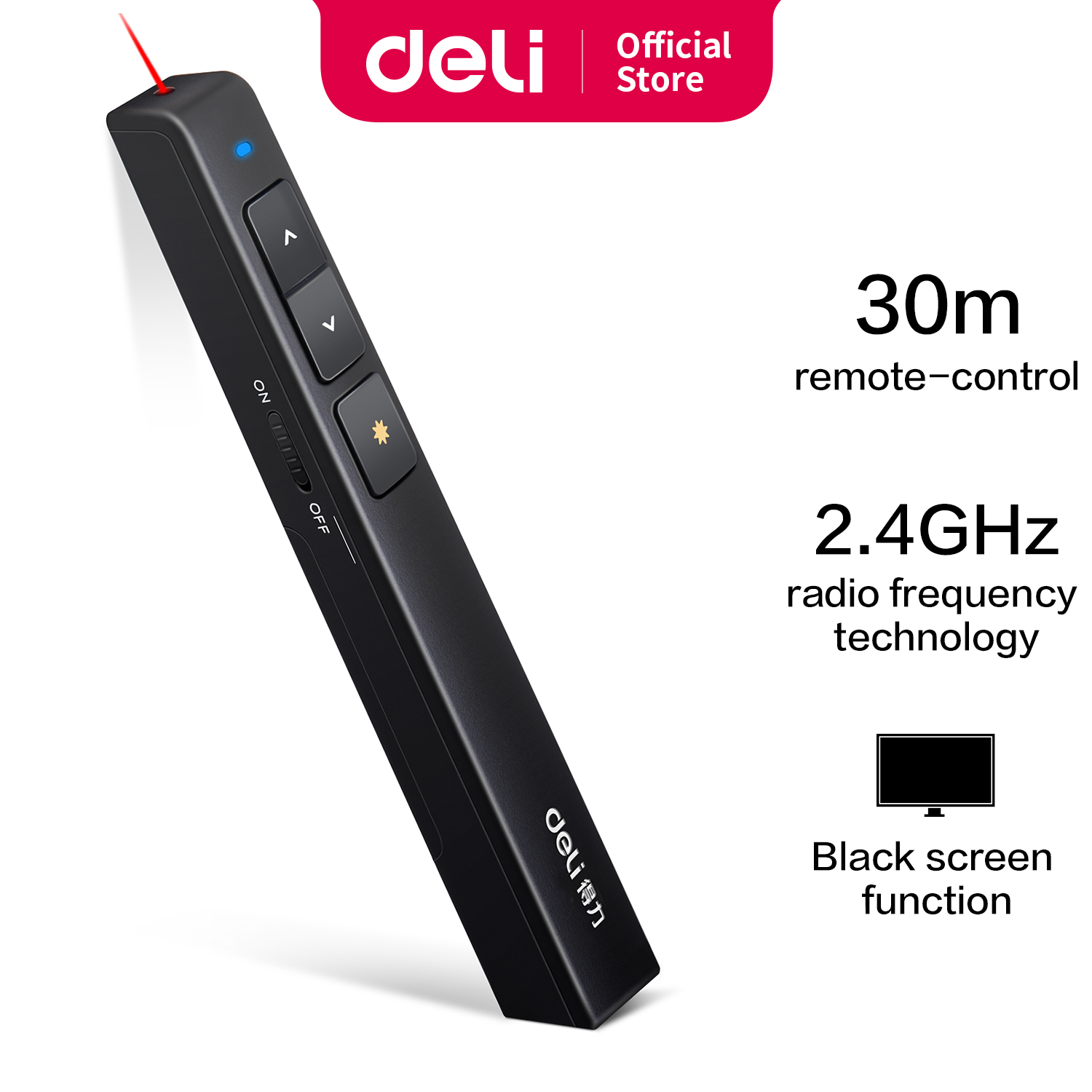 Deli Laser Pointer + Flip Pen Wireless USB Pen Laser Pembalik Halaman ...