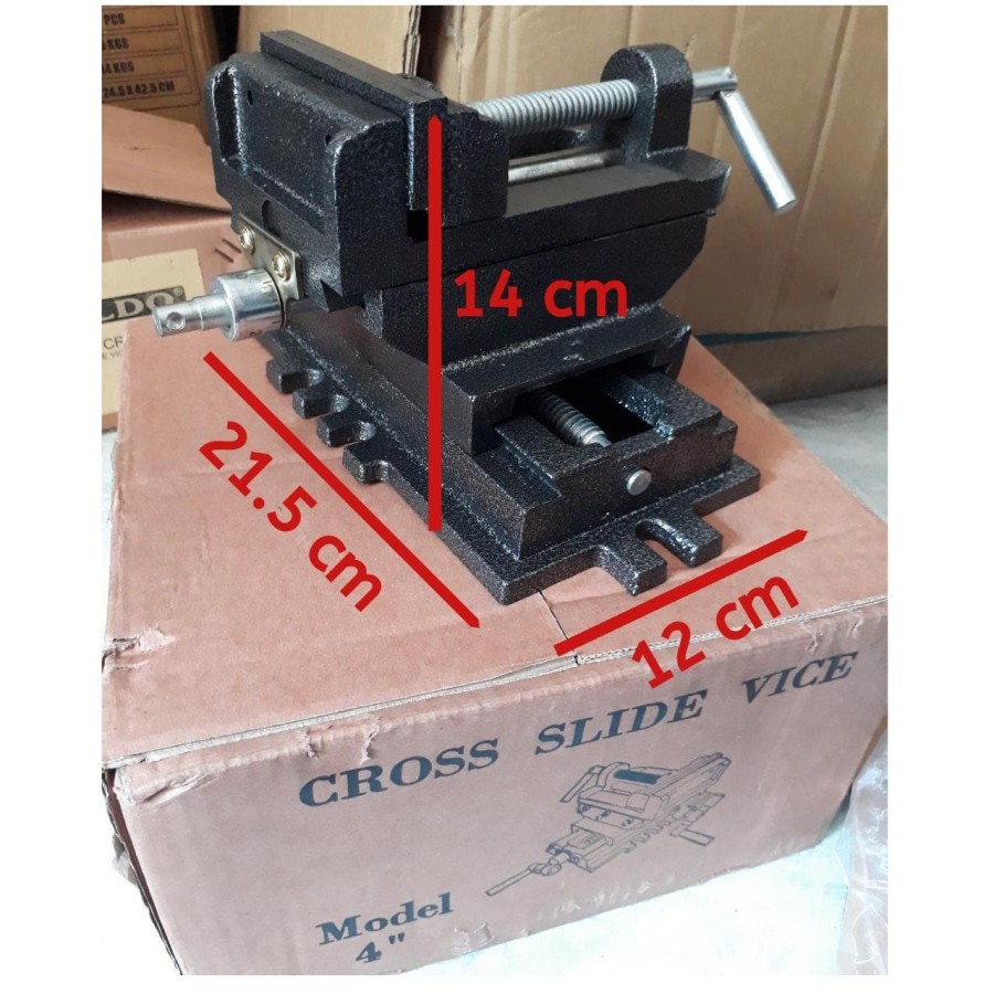 Ragum duduk catok bench drill Cross silang 4" vice slide bor cnc ...