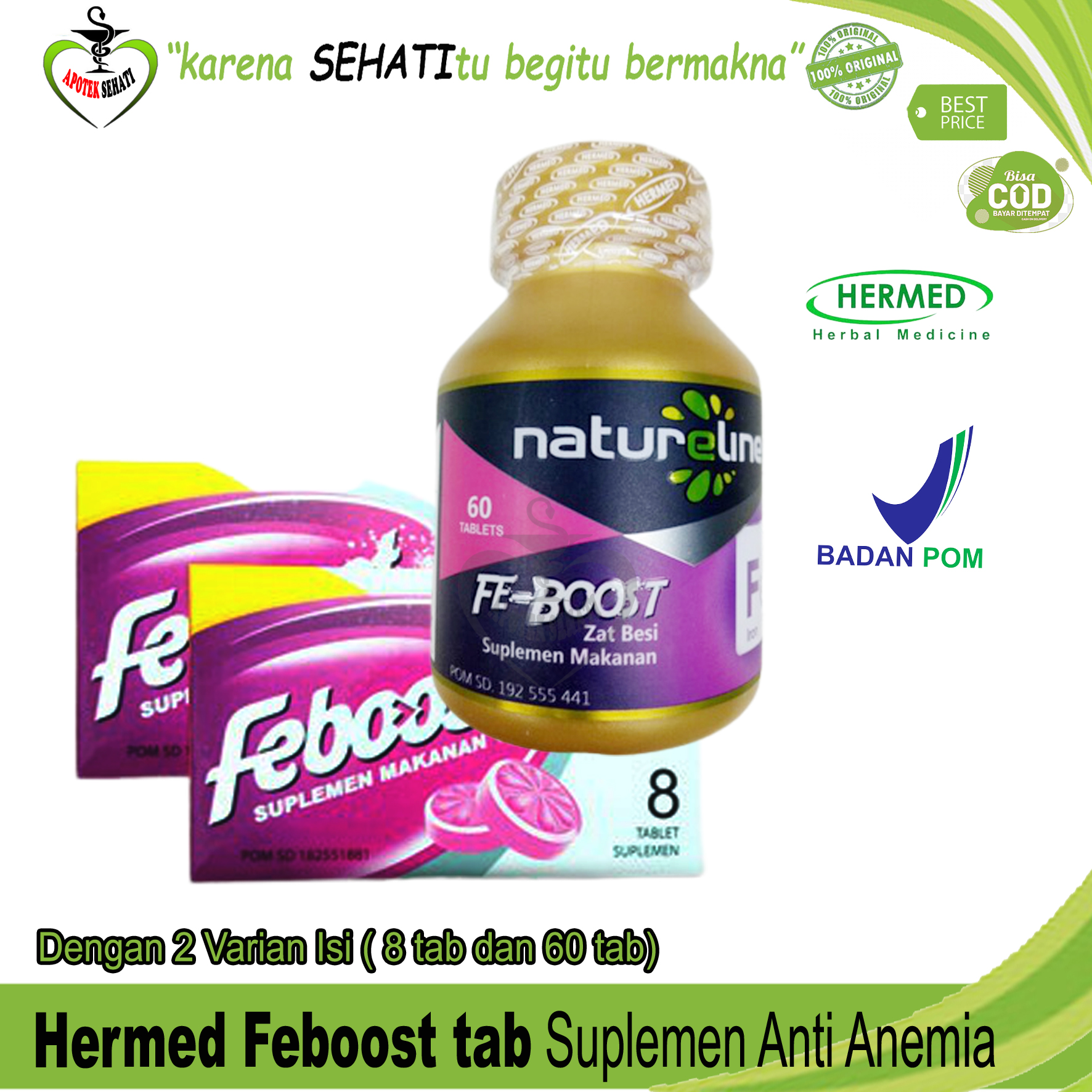Natureline Feboost tab Suplemen Zat Besi Anti Anemia BPOM Fe Boost ...