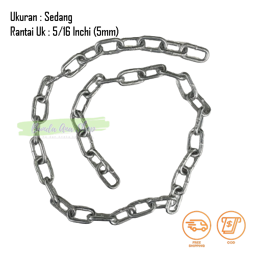 Rantai besi anti karat Rantai kapal meteran Ukuran Sedang 3/16 (5mm ...