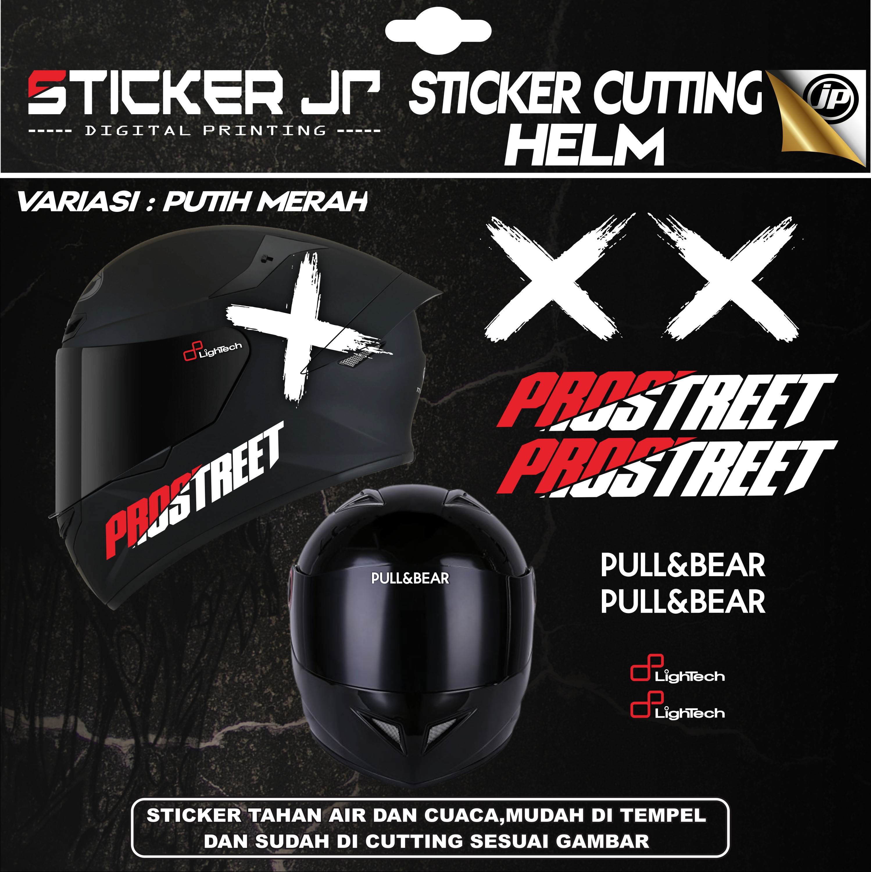 Stiker Helm Cutting - Sticker Helm Full Face 1 Set Variasi Prostreet ...