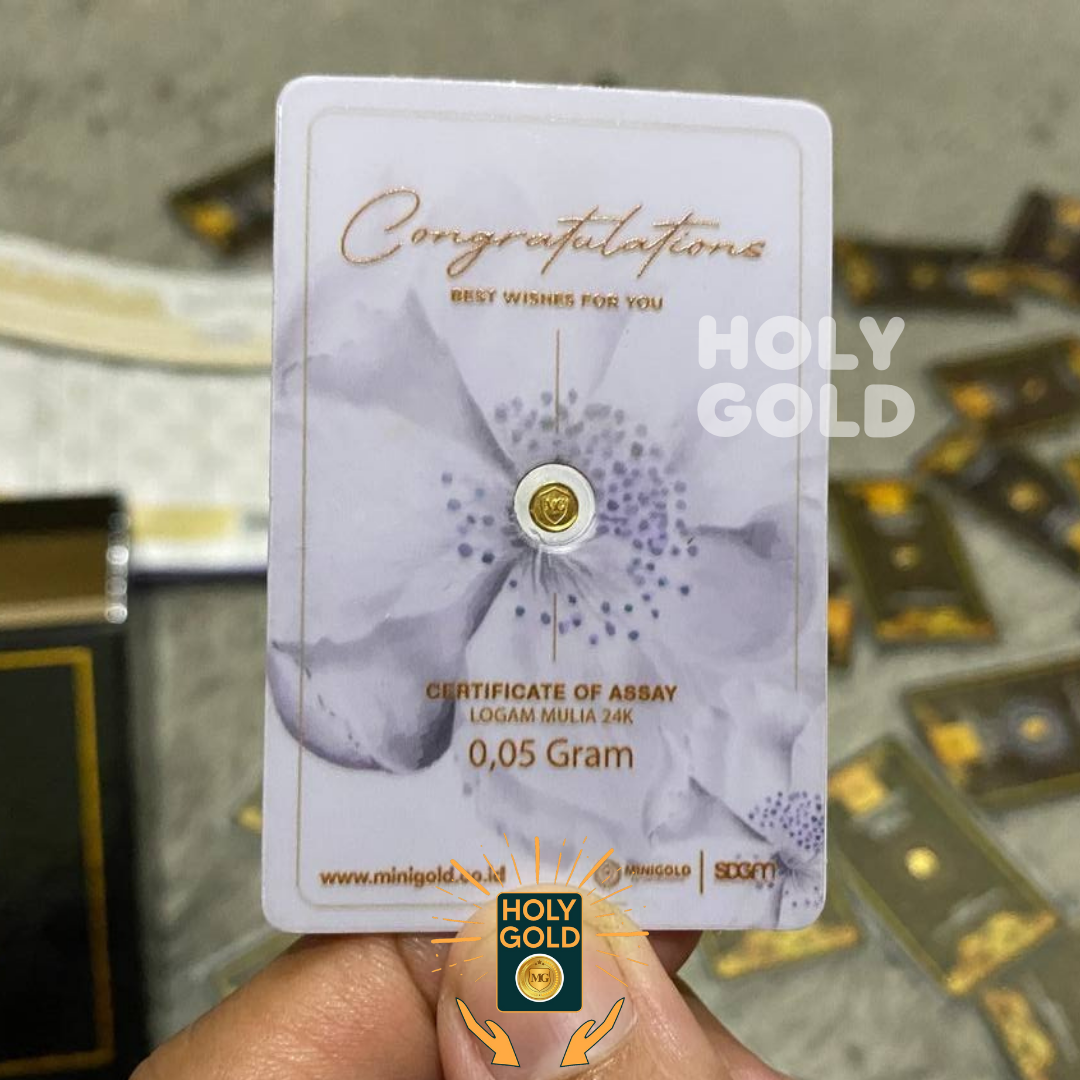 Logam Mulia Emas Batangan 24 karat Minigold 0.05 gram Congratulations ...