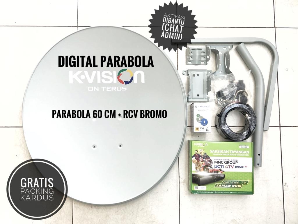 PARABOLA KVISION 60CM + PLUS RECEIVER BROMO, CARTENZ, GARDINER, LGSAT ...