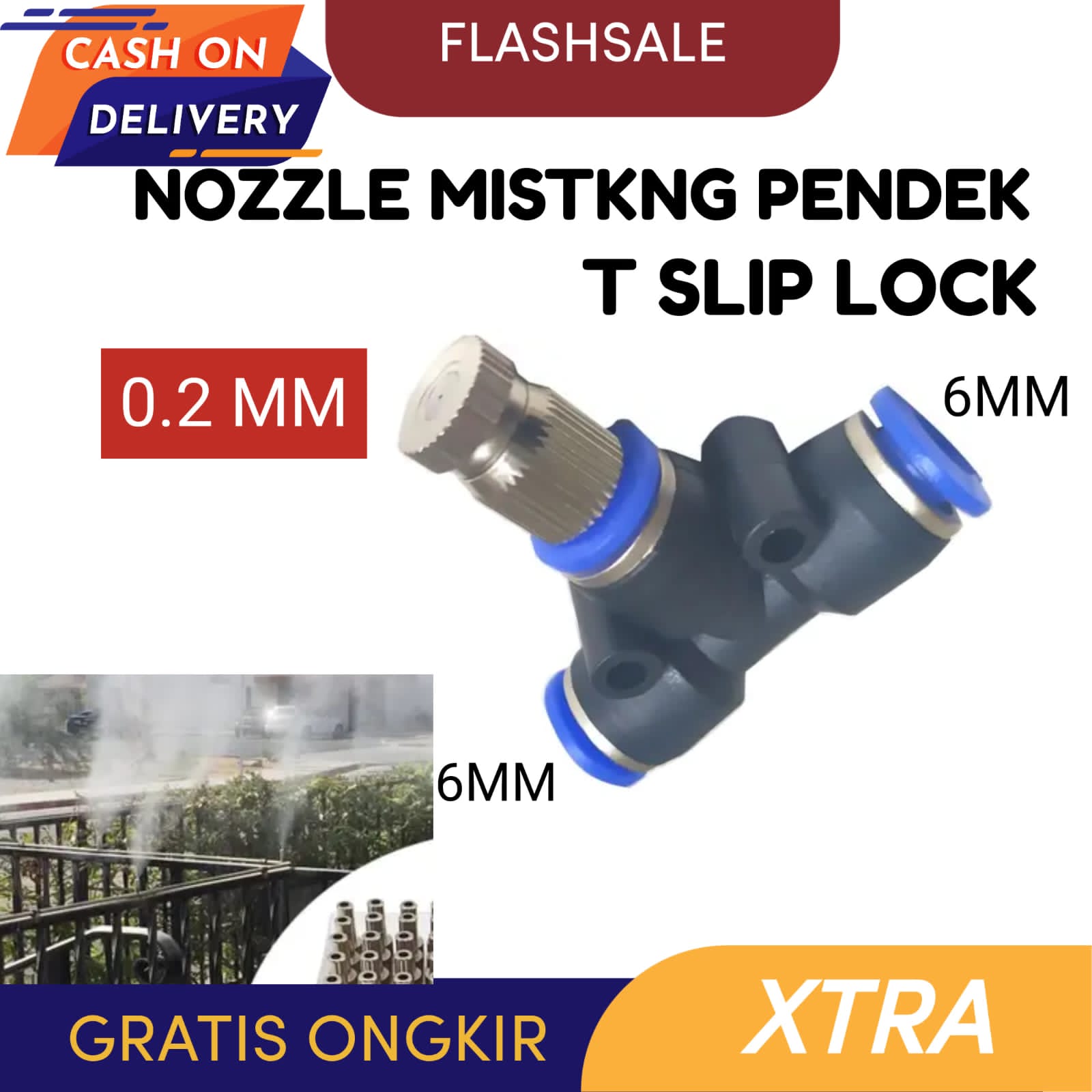NOZZLE MISTING SPRAYER TEE SLIP LOCK DAN NOZZLE 0.2 MM STAINLIS NOZEL ...