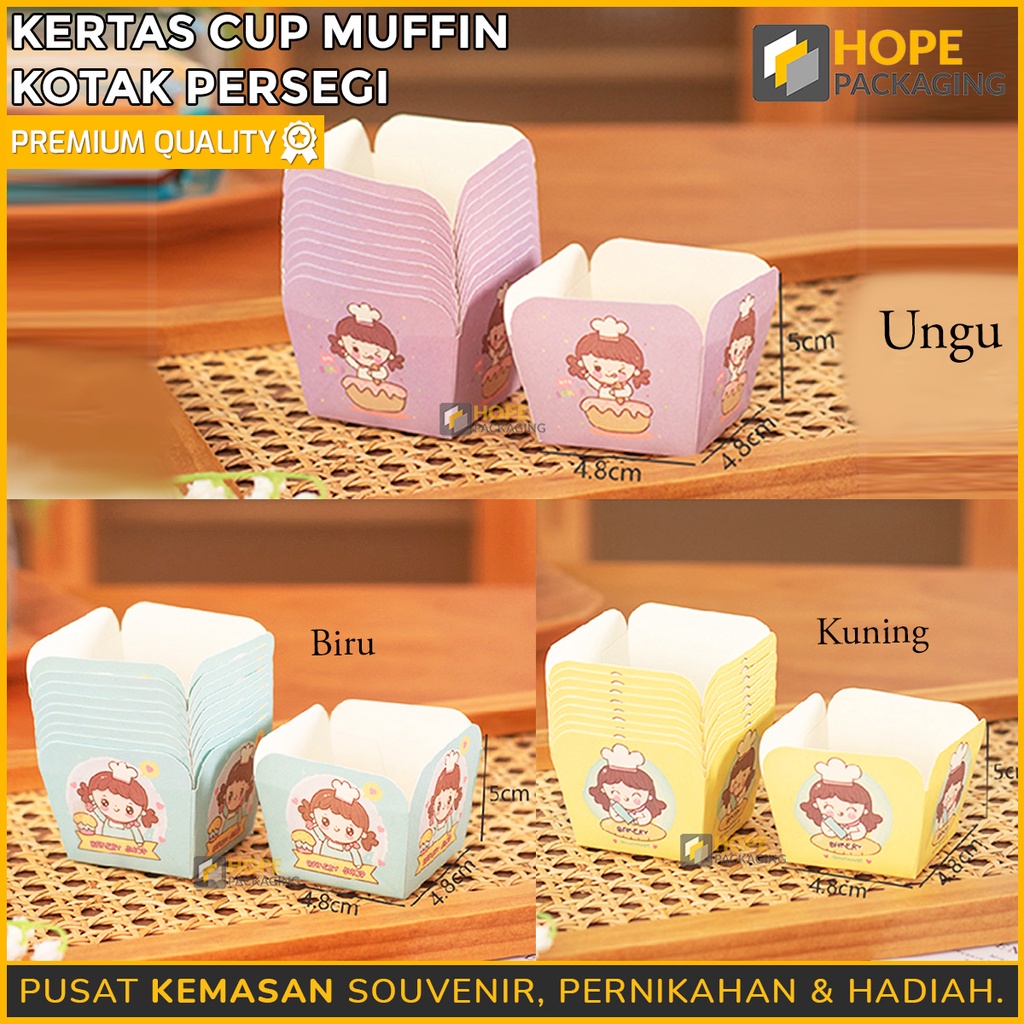 Mika Kue Muffin + Kertas Cup Muffin Kotak Persegi/ Mika Kue Karakter ...