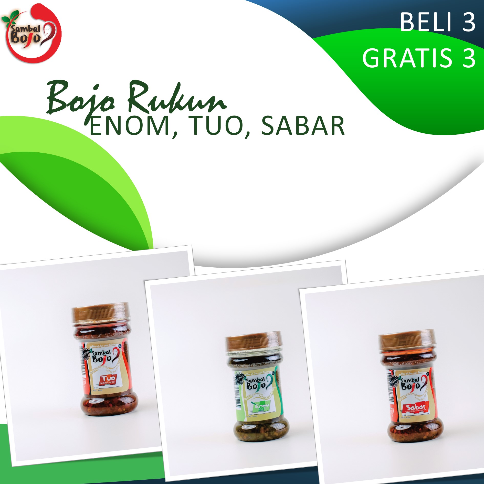 Sambal Bojo Bundle Bojo RUKUN, Sambal Bawang, Sambal Terasi, Sambal Ijo ...