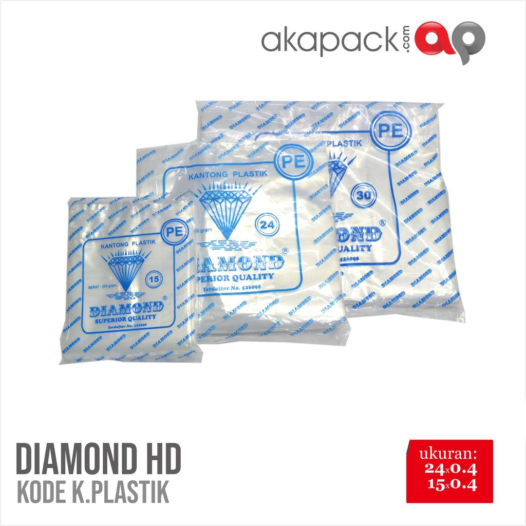 Kantong Keresek Plastik Diamond ukuran 15 24 Bening bahan PE Plastic ...
