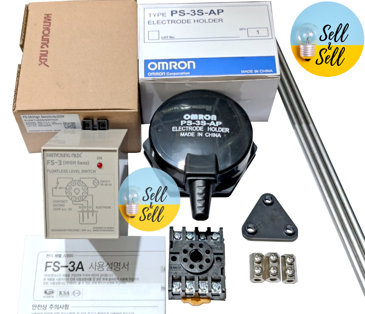 (1 SET) Water Level Control FS-3 (220V) Hanyoung + Socket 8 Pin / Siap ...