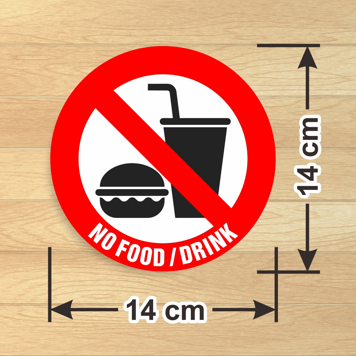 Stiker Sign No Food / Drink Sticker Label Bundar Tanda Larangan Membawa ...