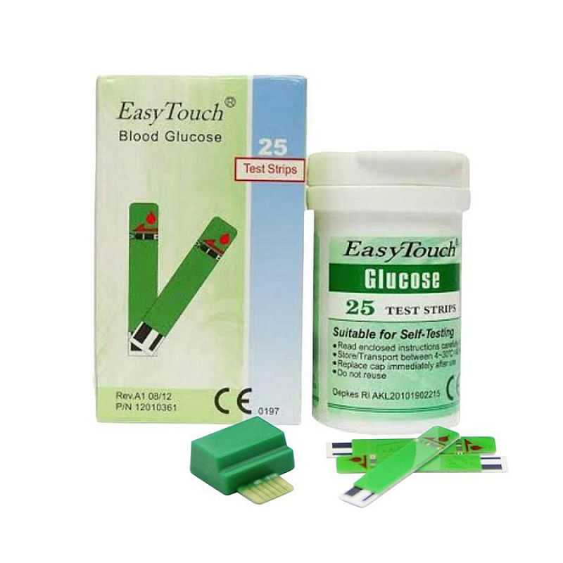 EASY TOUCH STRIP TEST CEK GULA DARAH ISI 25 STIK GDS GLUCOSE EASYTOUCH ...