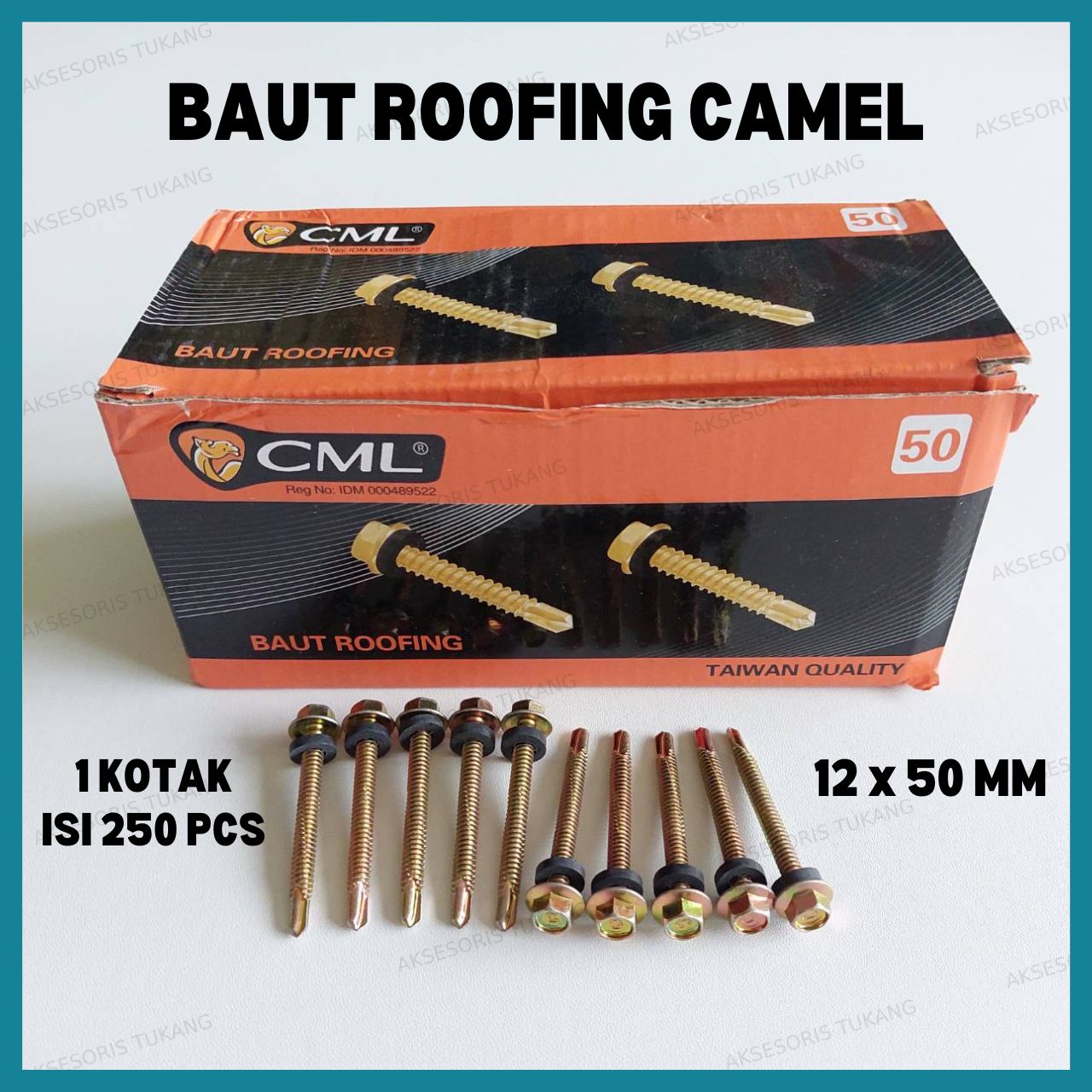 [250 PCS] Baut Roofing Camel 12x50 5cm Per Kotak Baut Baja Ringan SDS ...