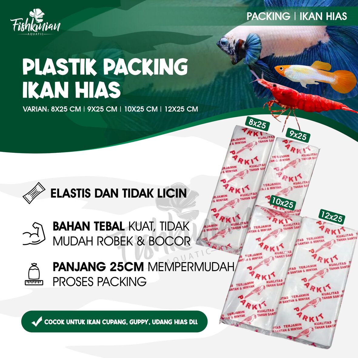 PLASTIK PACKING IKAN HIAS CUPANG GUPPY 9X25 -PARKIT | Lazada Indonesia