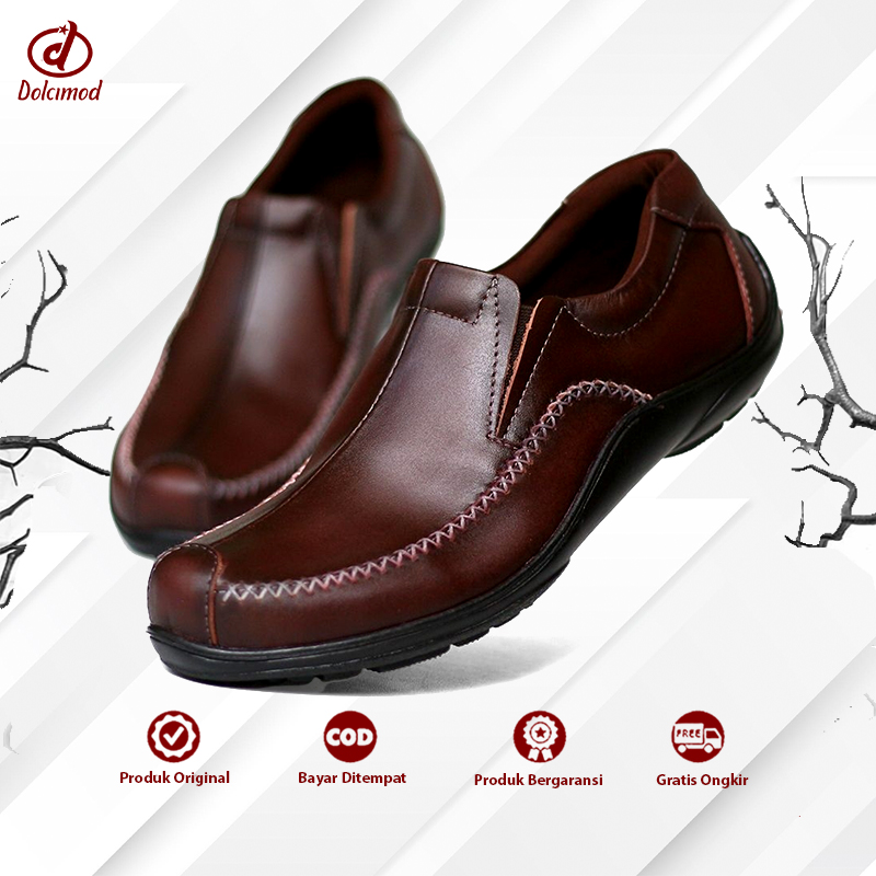DOLCIMOD - Sepatu Pantofel Pria Kulit Sapi Formal Slip On Loafers Acara ...
