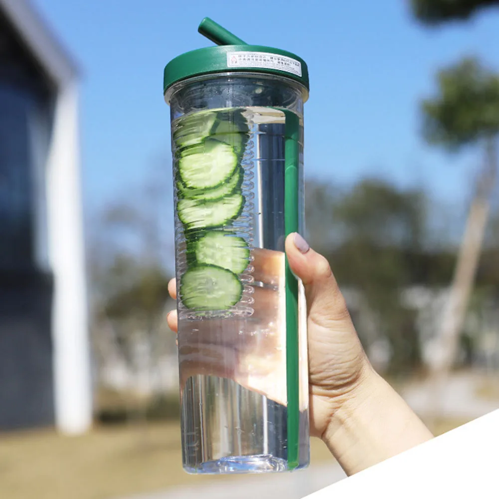 Botol Air Infuser Buah Botol Air Plastik dengan Botol Jus Lemon Jerami ...