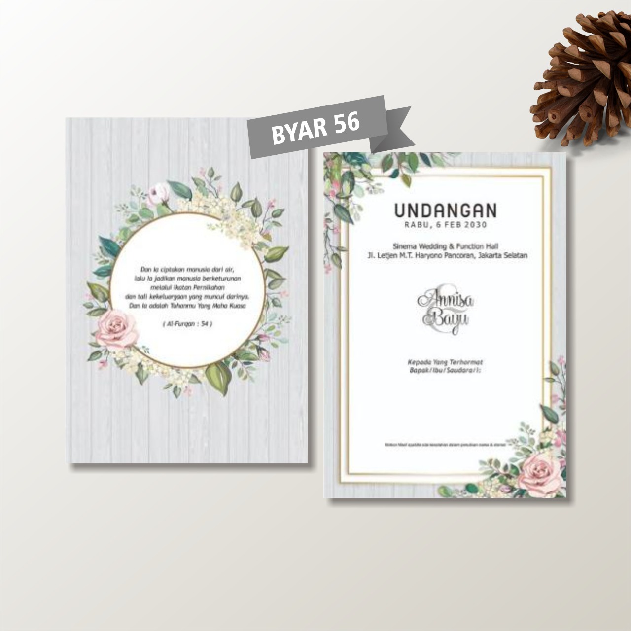 [100 PCS] Undangan Pernikahan Mewah Elegan Cantik Seri Byar FREE ...