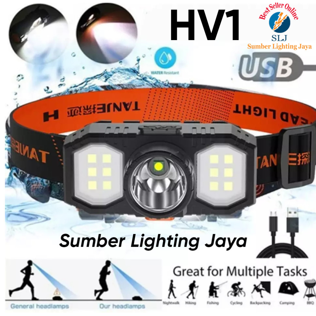 SENTER KEPALA MINI 3 LED 24W + 10 W / HEADLAMP USB CHARGEABLE / SENTER ...