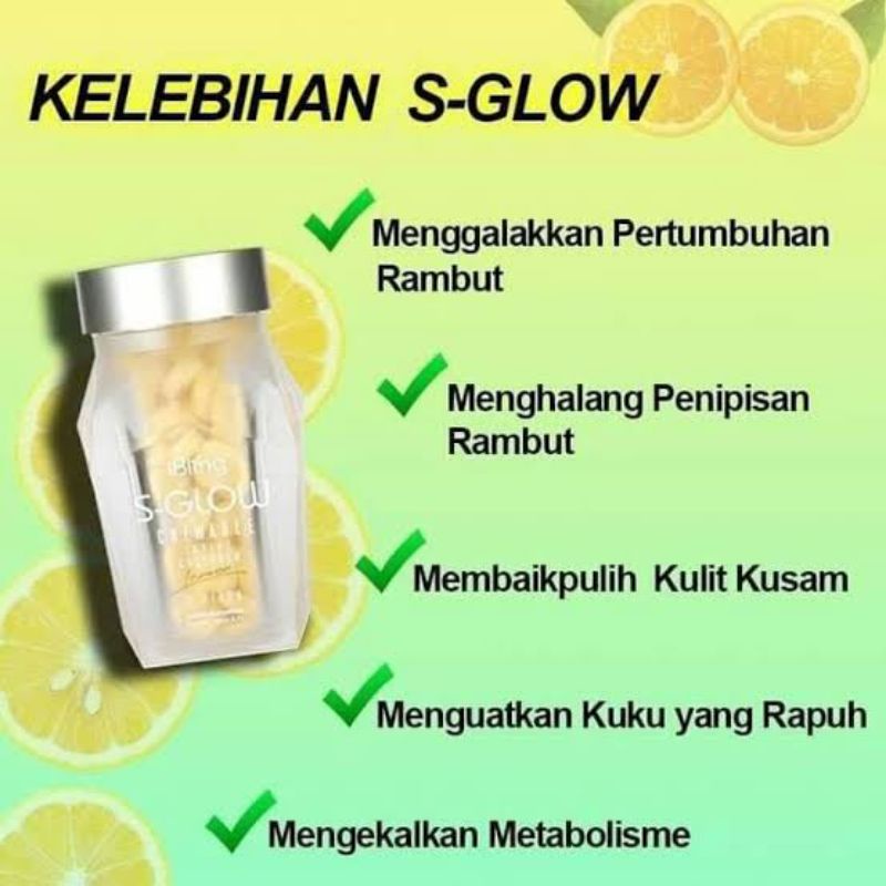 S GLOW ORIGINAL SGLOW S-GLOW S GLOW COLLAGEN CANDY RAMBUT & KULIT 100% ...