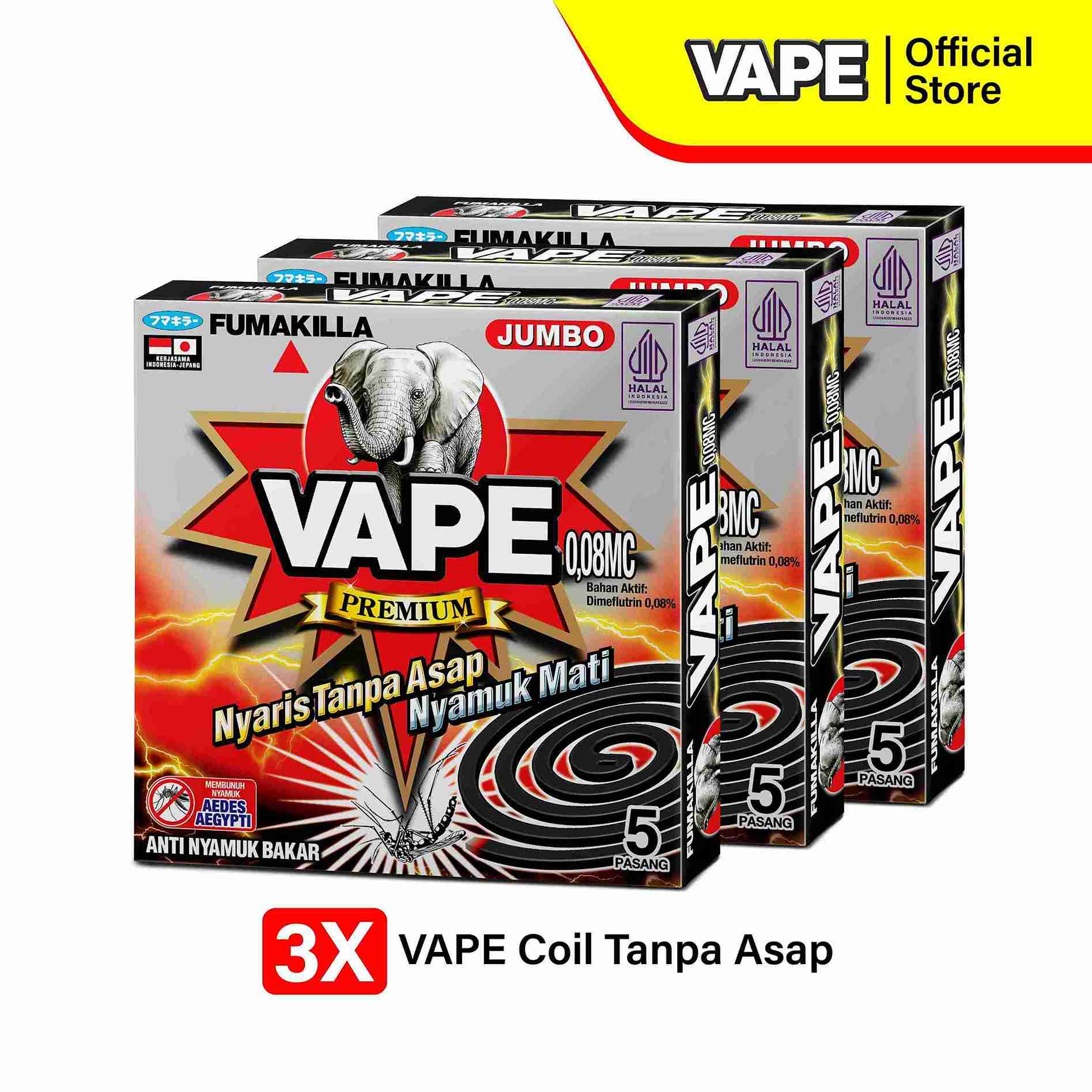 Fumakilla Vape Premium Hitam Coils Tanpa Asap Jumbo 0,08 MC Isi 3 | Lazada Indonesia