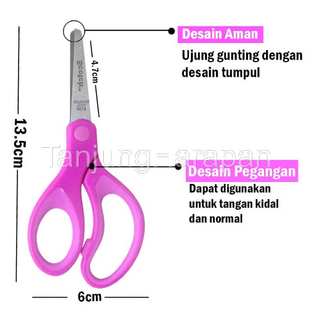 TanjungHarapan - 3M Scotch Gunting Anak Ujung Tumpul 5 Inch Desain Aman ...
