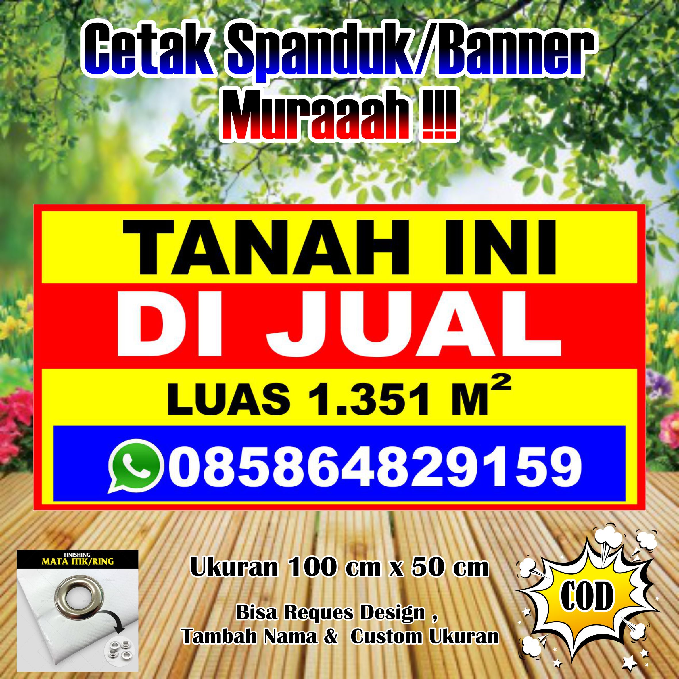 Spanduk Banner Rumah Di kontrakan ukuran 100 cm x 50 cm | Lazada Indonesia