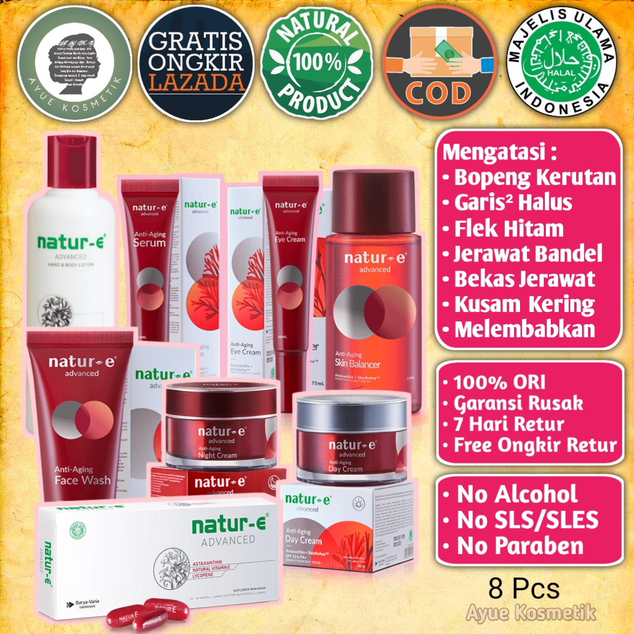 Natur-E Advanced Paket Lengkap 8 Pcs Anti Aging Natur E Advance Nature ...