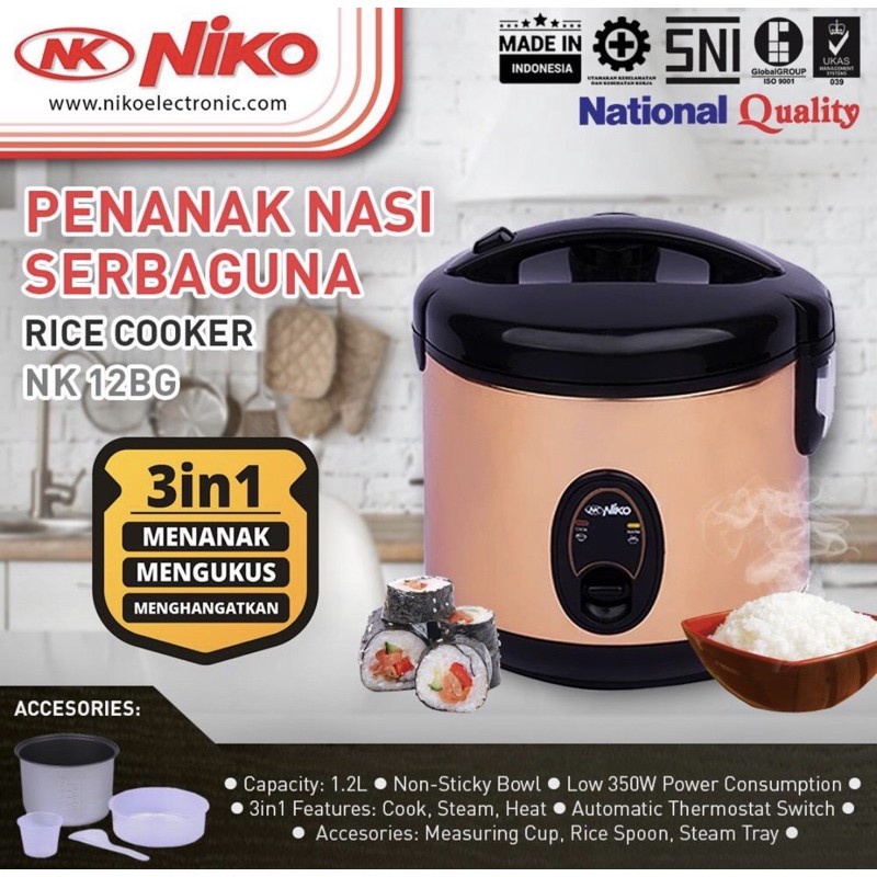 Niko Rice Cooker / Magic Com , penanak nasi 1.2 Liter 3 in 1 - NK12 ...