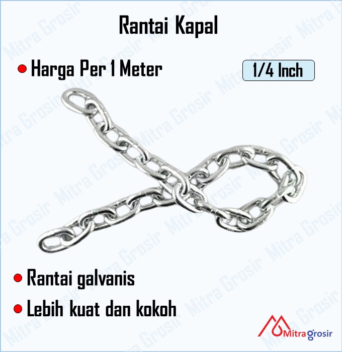 Rantai Besi Galvanis 6 MM Rante Besi Eceran Per 1 Meter / Rantai Kapal ...