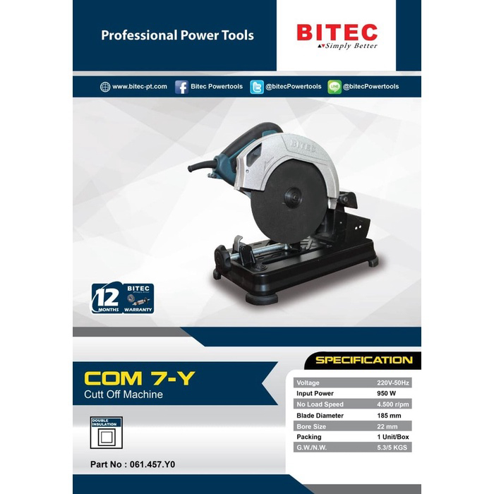 Mesin potong mini besi Cut off Cutting wheel 7" inci COM 7-Y BITEC COM7 ...