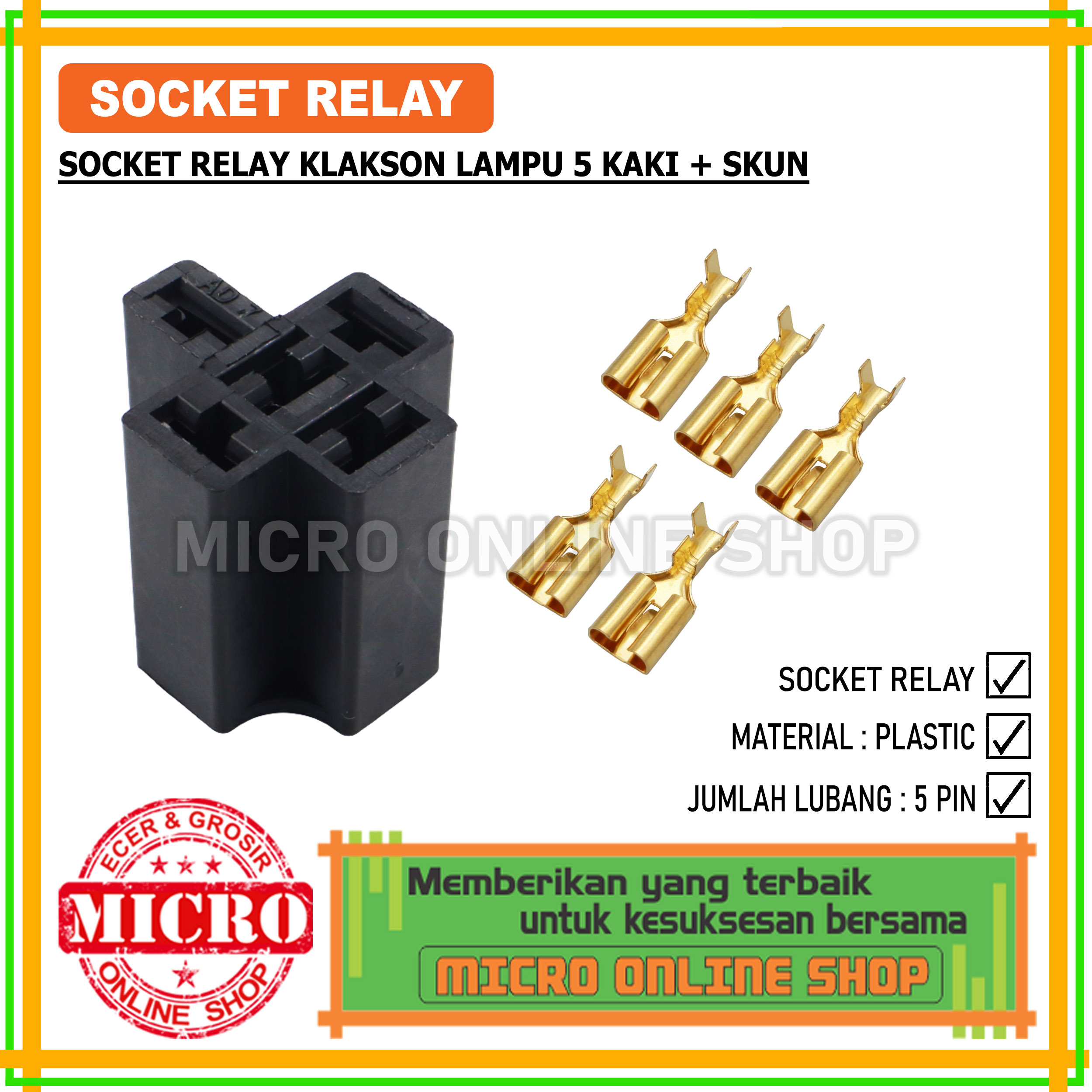 Socket Relay Klakson Lampu 5 Kaki + Skun Kabel / Rumah Soket Relay ...